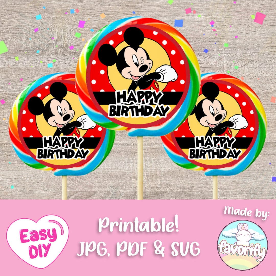 Mickey Mouse Lollipops Labels - Carnival Lollipop - Lollipop Sticker ...