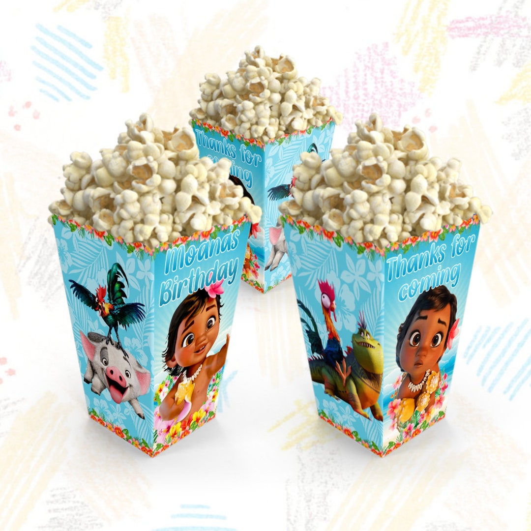 Moana Popcorn Box Baby Moana Party Favor Bags Gable Box Digital File ...