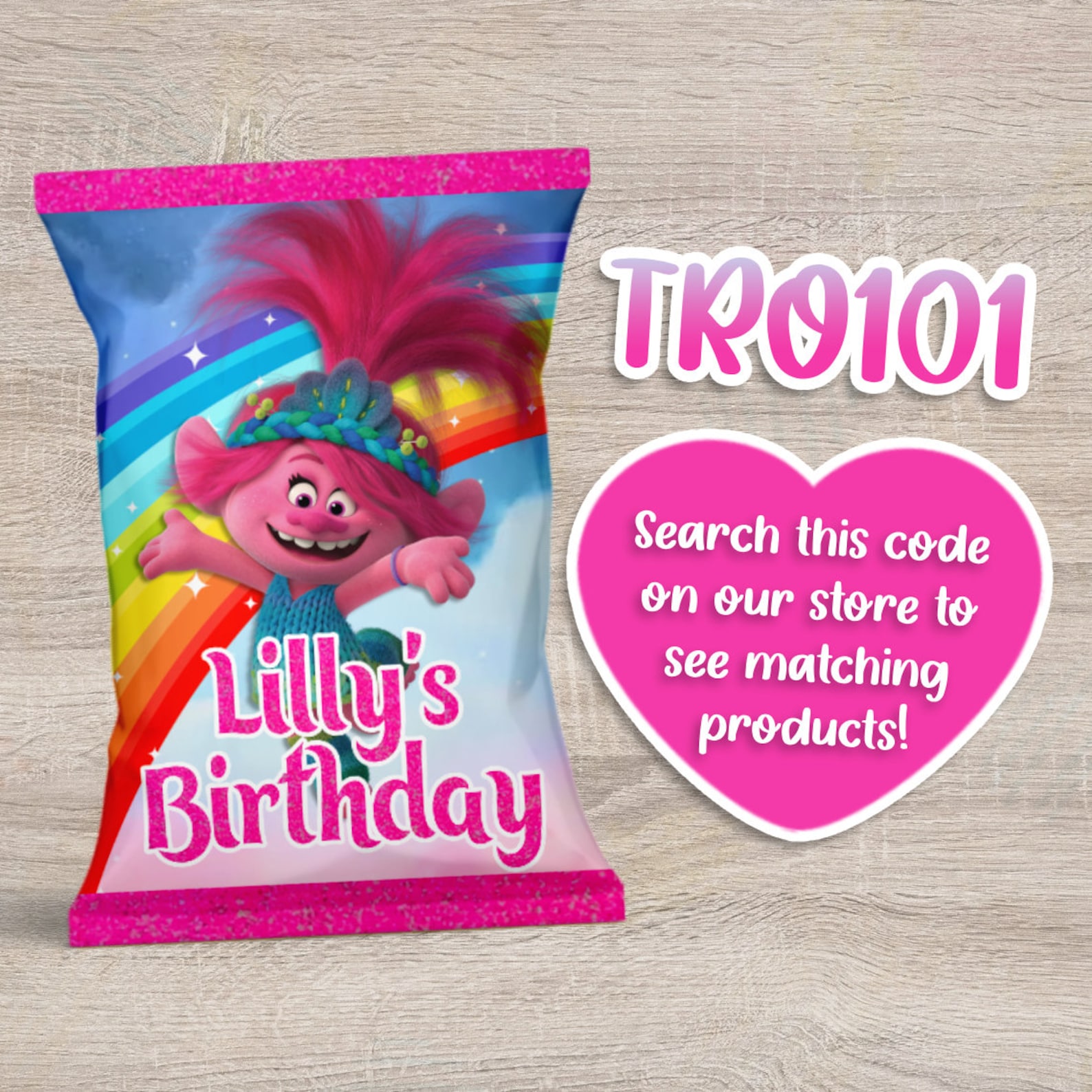 Trolls Chip Bags Wrapper Trolls Party Trolls Labels Girl Poppy Favor ...