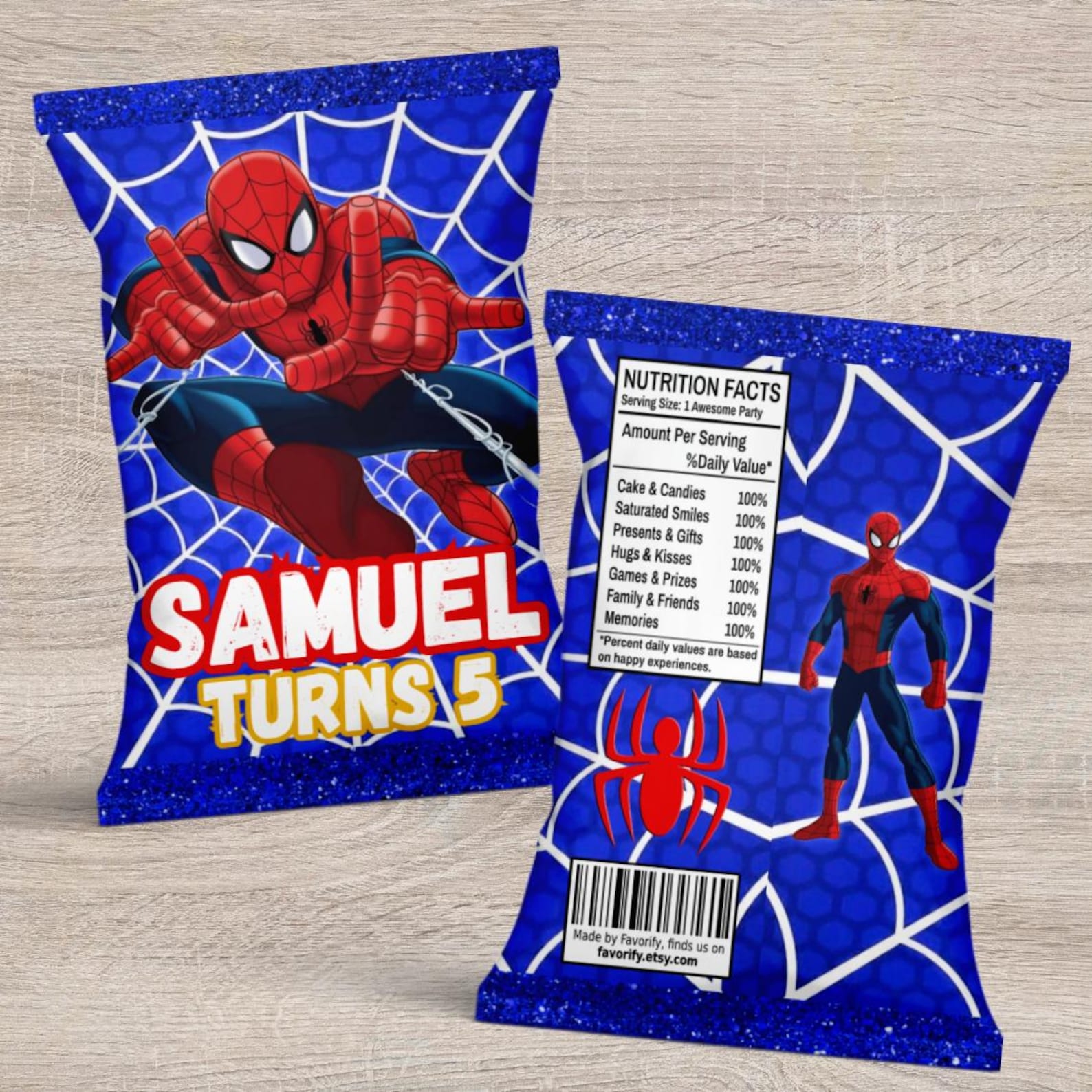 Spiderman Chip Bags Wrapper - Spider Man Party - Peter Parker - Favor ...