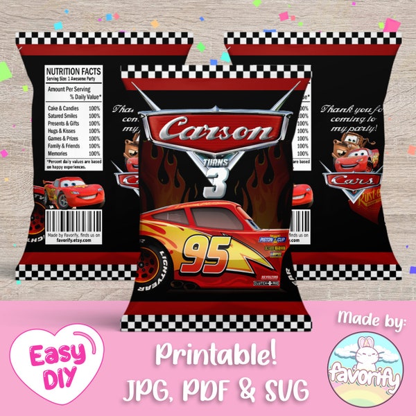 Lightning Mcqueen Label Digital - Etsy