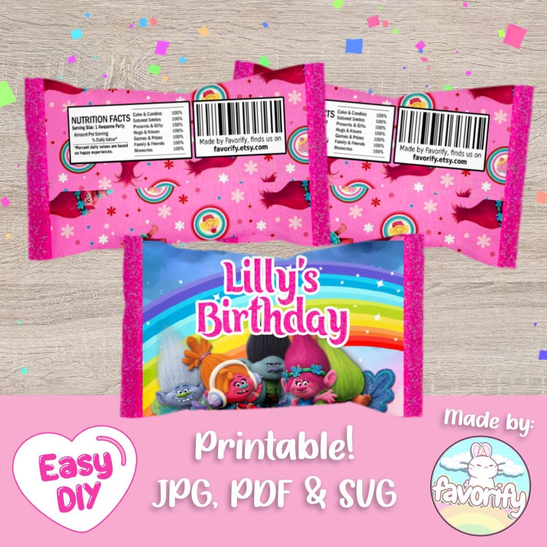 Trolls Ringpops Wrapper - Trolls Party - Poppy - Ring Pop Label - Ring ...