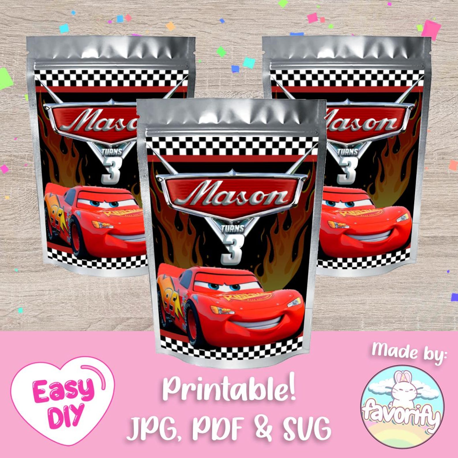 Cars Juice Pouch Labels - Cars Party - Lightning Mcqueen - Cars Movie ...