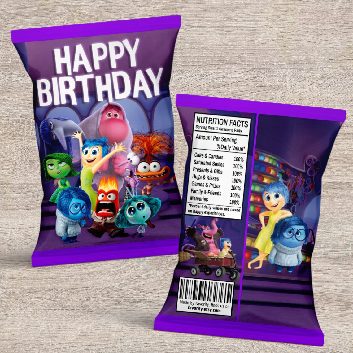 Inside Out Chip Bags Wrapper - Intensamente - Inside Out Party - Favor ...