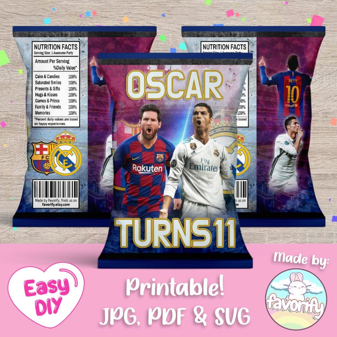 Messi & Cristiano Ronaldo Chip Bags Wrapper - Real Madrid Barcelona ...