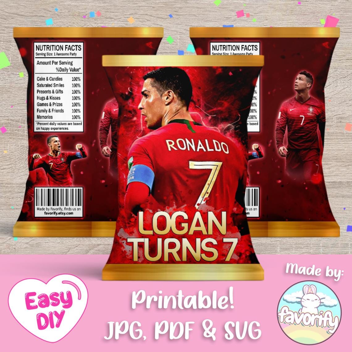 Cristiano Ronaldo Chip Bags Wrapper - Ronaldo Party - Portugal - CR7 ...