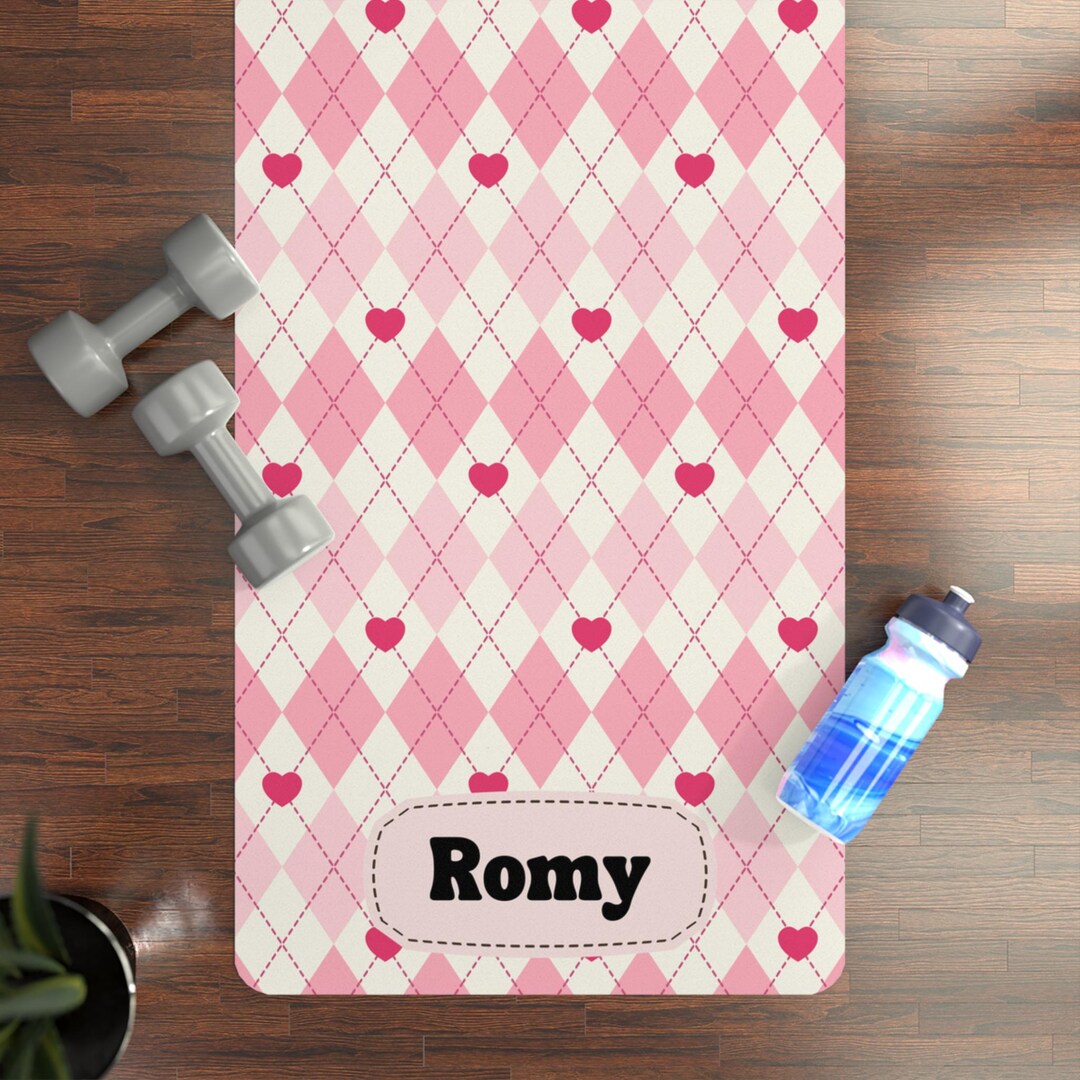 Yoga Mat, Personalized Mat for Kids, Vintage Pink and Preppy Design ...
