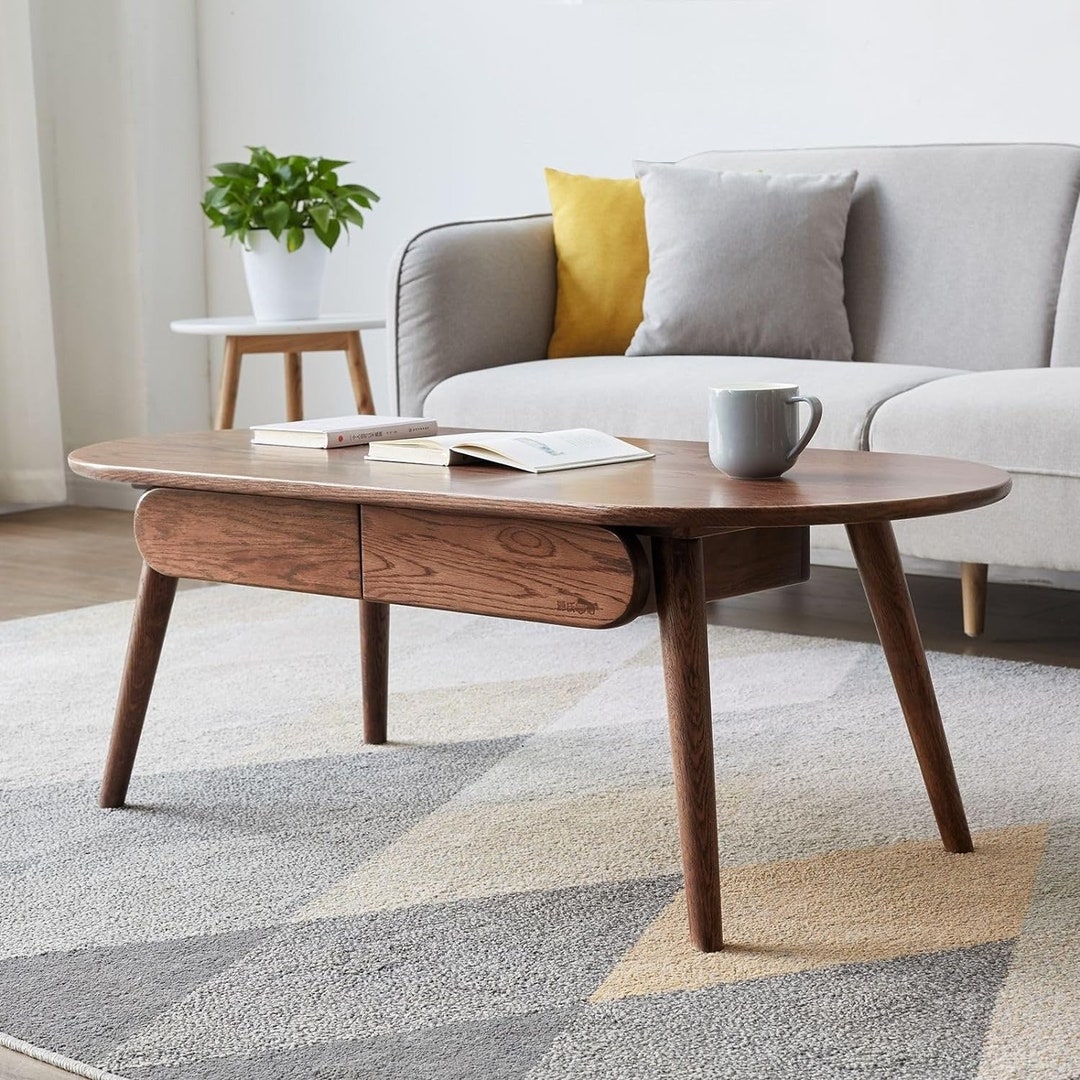 100% Wood Oak Coffee Table Unique Coffee Table & - Etsy