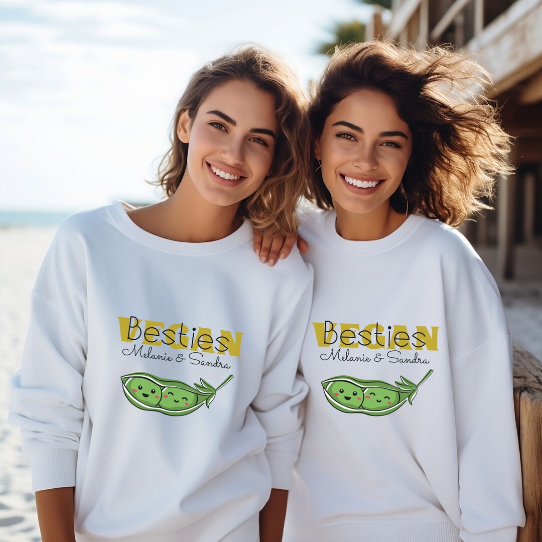 Personalized Best Friends Sweatshirt Vegan Besties Giftidea Cute Green ...