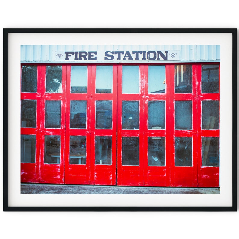 Old Fire Station Red Door Photo Photography Instant Digital Download ...