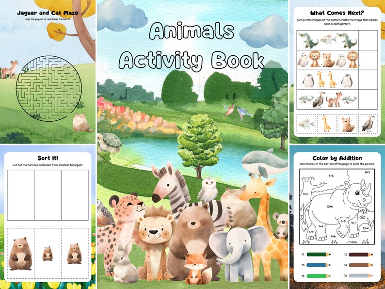 Animals Activity Book, Toddler Busy Book, Quiet Book With Free ...