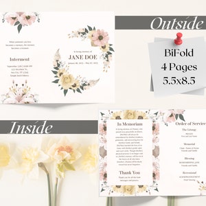 Obituary Template Funeral Cards Invitation Canva Template Editable ...