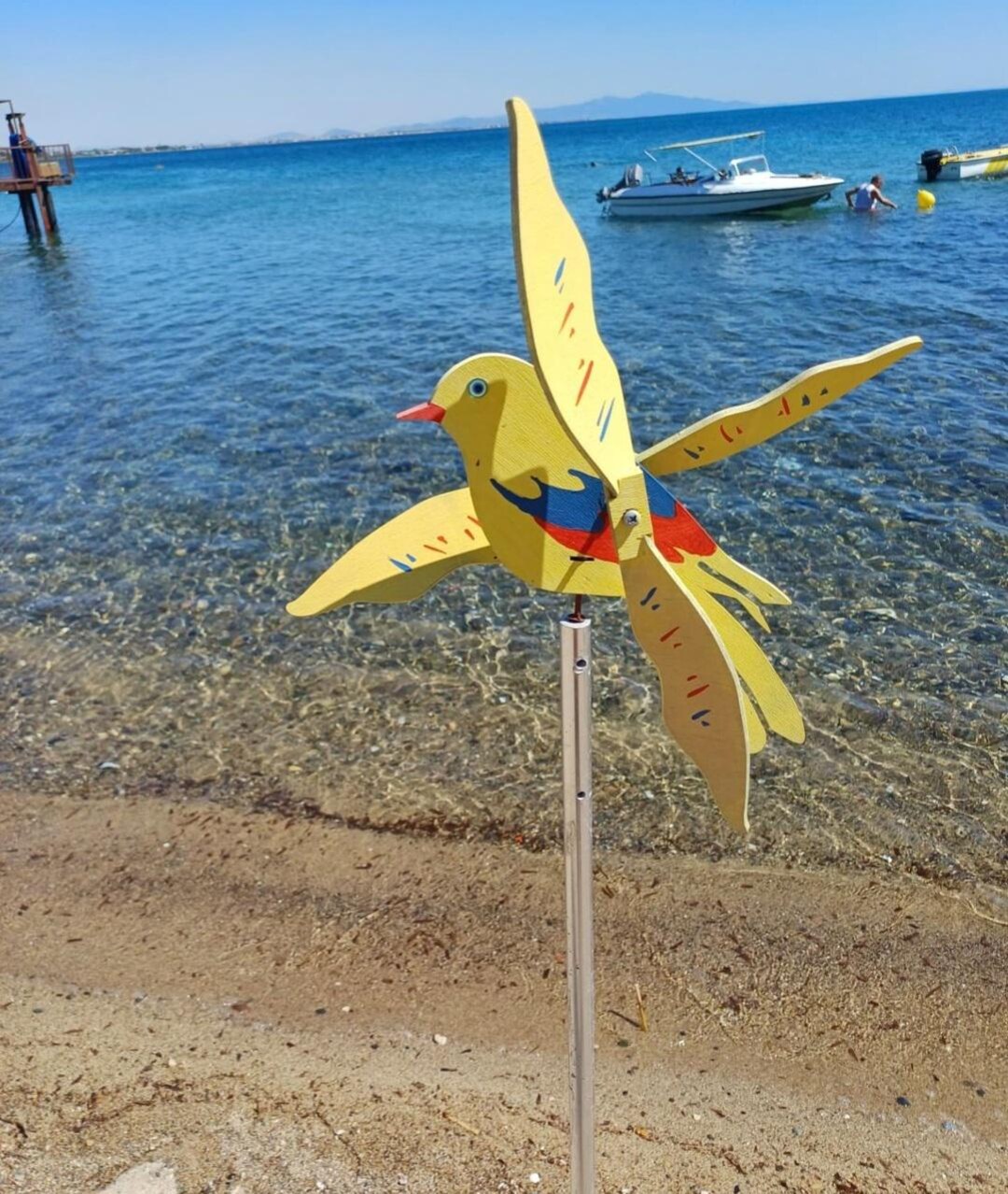 Handcrafted Wooden Seagull Wind Spinner Nautical Garden Decor Rustic ...
