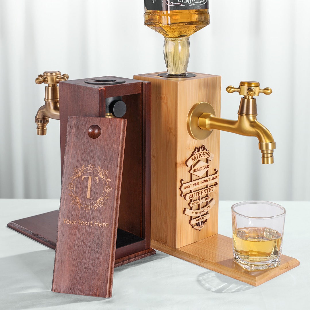 Personalized Embossed Named Wooden Whiskey Dispenser丨engraved Alcohol ...