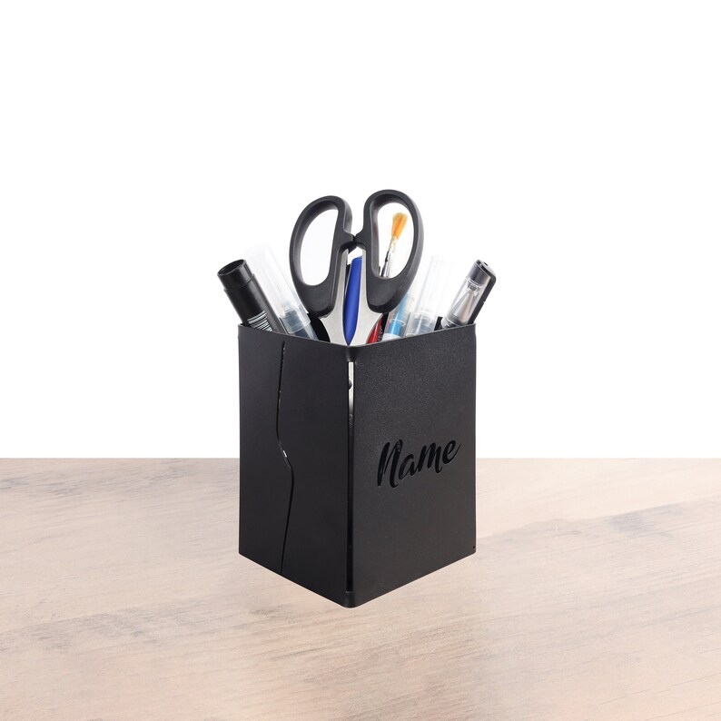 Custom Engraved Metal Pen Holder Personalized Desk Organizer and Pencil ...