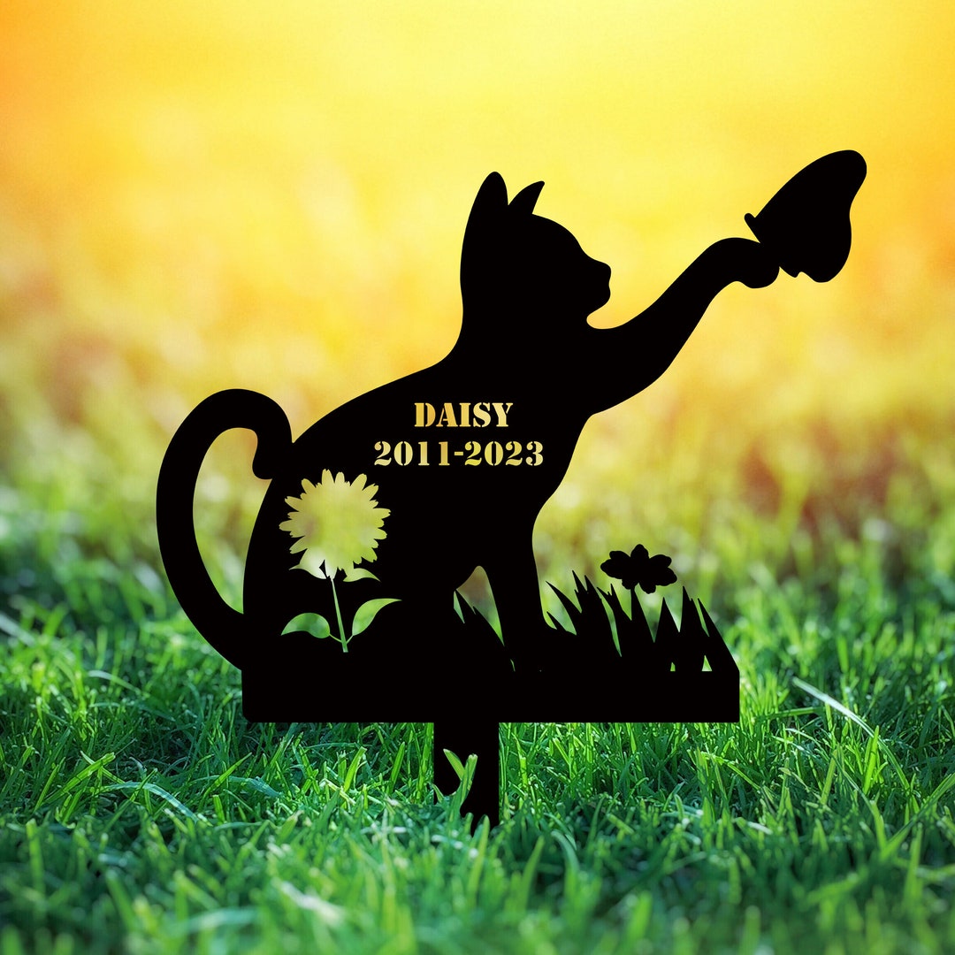Personalized Cat Yard Stake, Metal Cat Garden Stakes Decor, Custom Cat ...