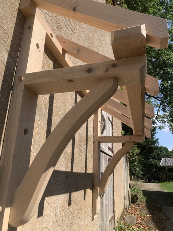 Green Oak Porch Canopy Frame Kit, Made to Order, Single Pitch Flat Roof ...