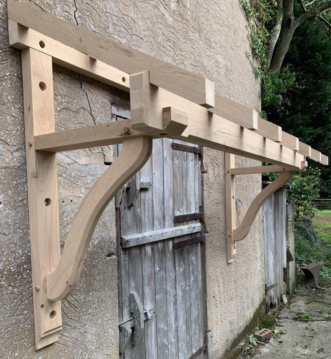 Made to Order.green Oak Porch Canopy, Door Porch Flat Roof Canopy. - Etsy