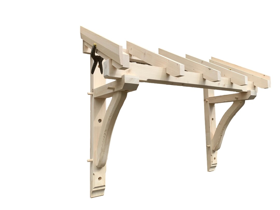 Wooden Pine Flat Roof Porch Canopy Frame Kit to My Green Oak Design ...