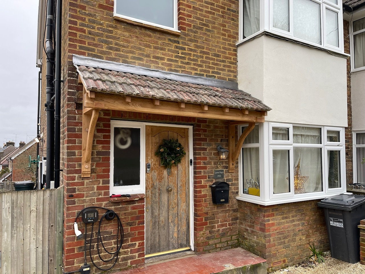 Made to Order.green Oak Porch Canopy, Door Porch Flat Roof Canopy ...