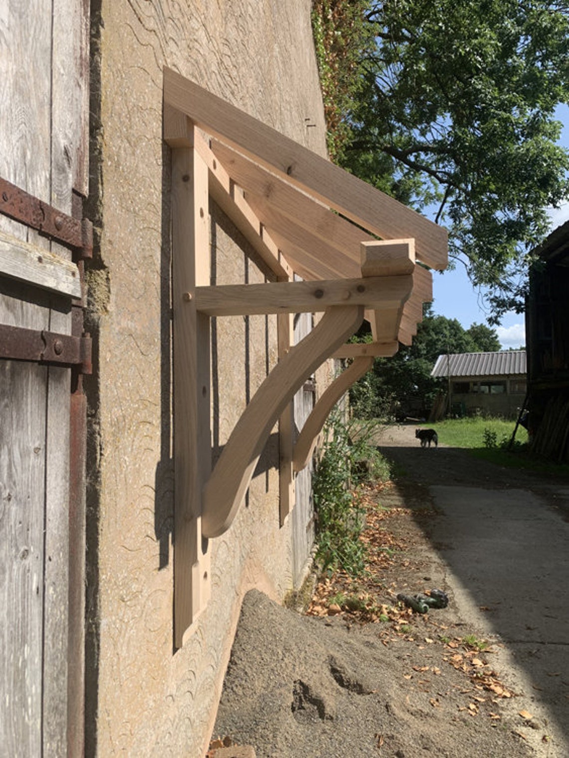 Green Oak Porch Canopy Frame Kit, Made to Order, Single Pitch Flat Roof ...