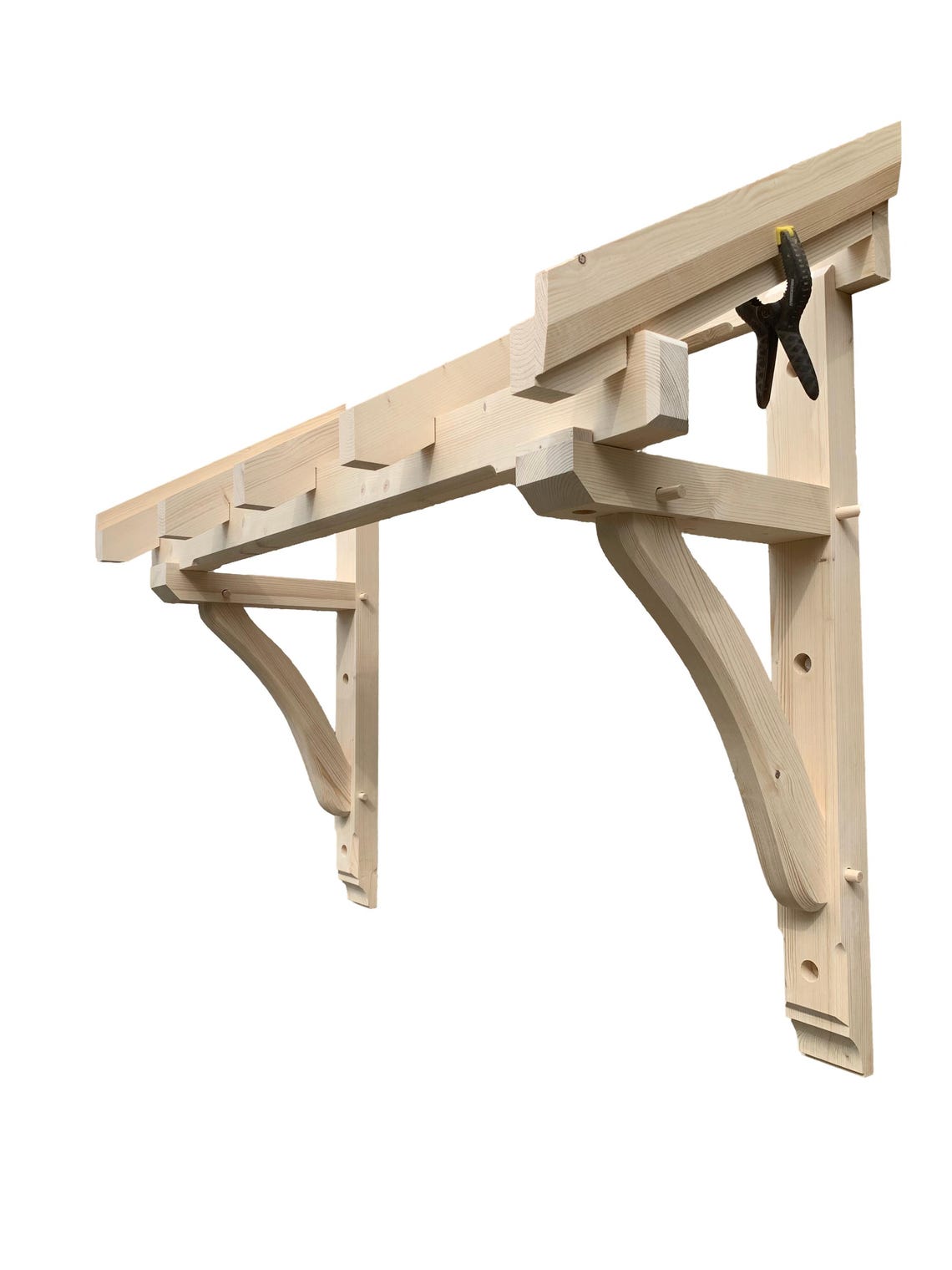 Wooden Pine Flat Roof Porch Canopy Frame Kit to My Green Oak Design ...
