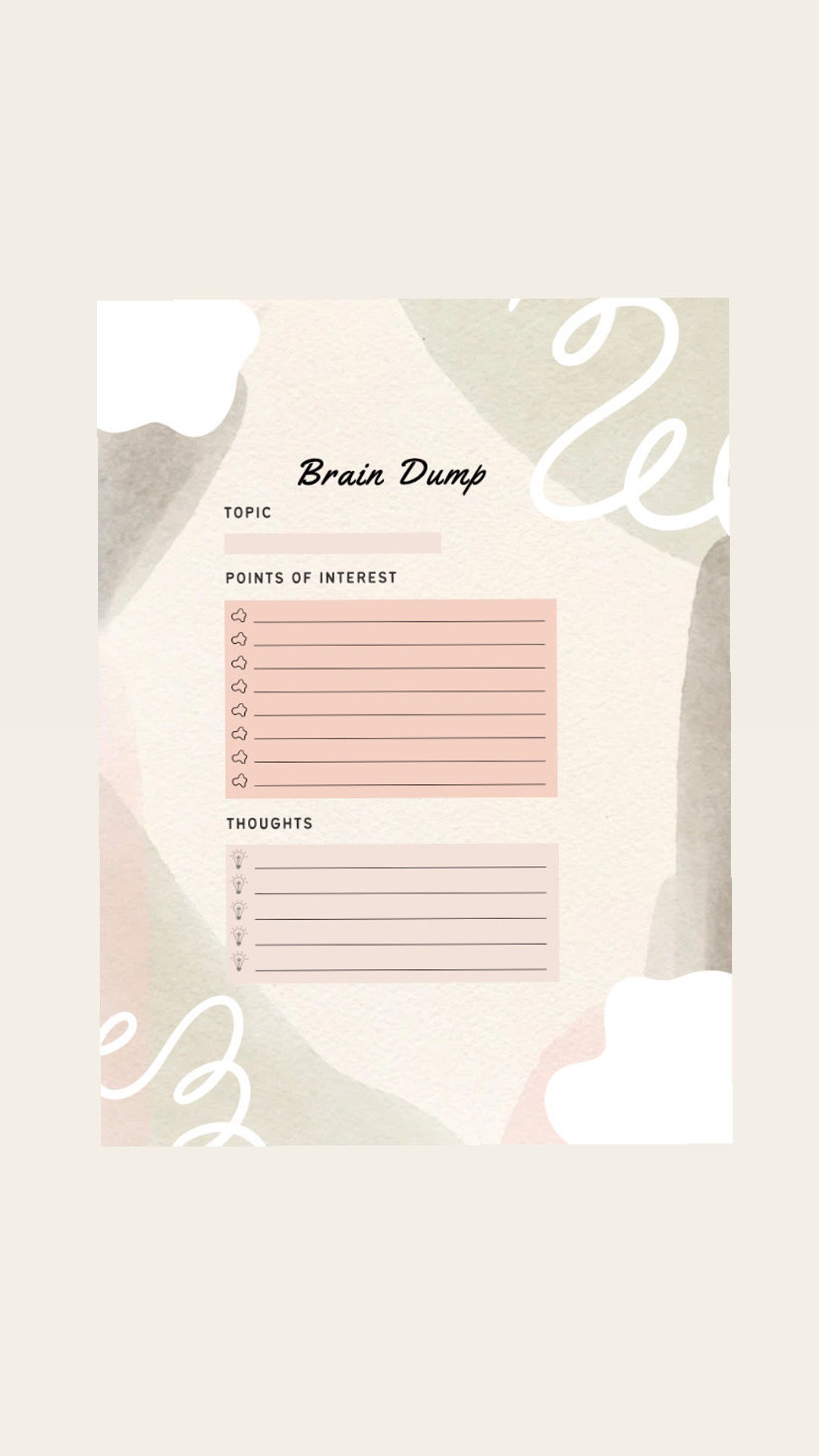 ADHD Brain Dump Bullet Point Template - Etsy