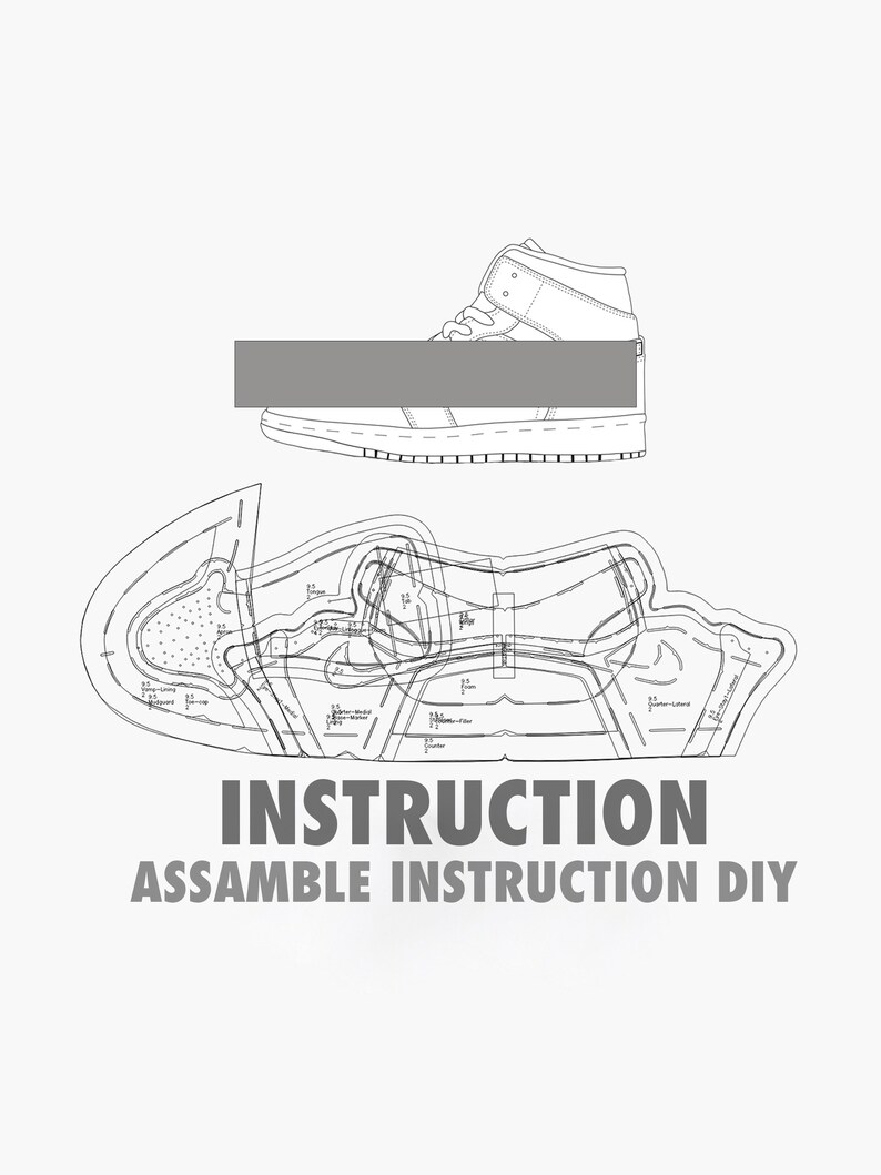 Air J 1. AJ1 Pattern Made of Durable Cardboard for Sneaker Customizing ...