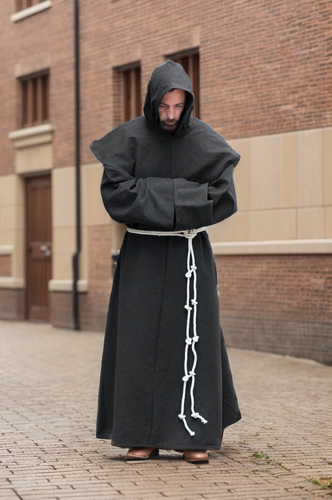 Red Medieval Cloak Long Monk Robe With Hood Medieval Wizard Robe ...