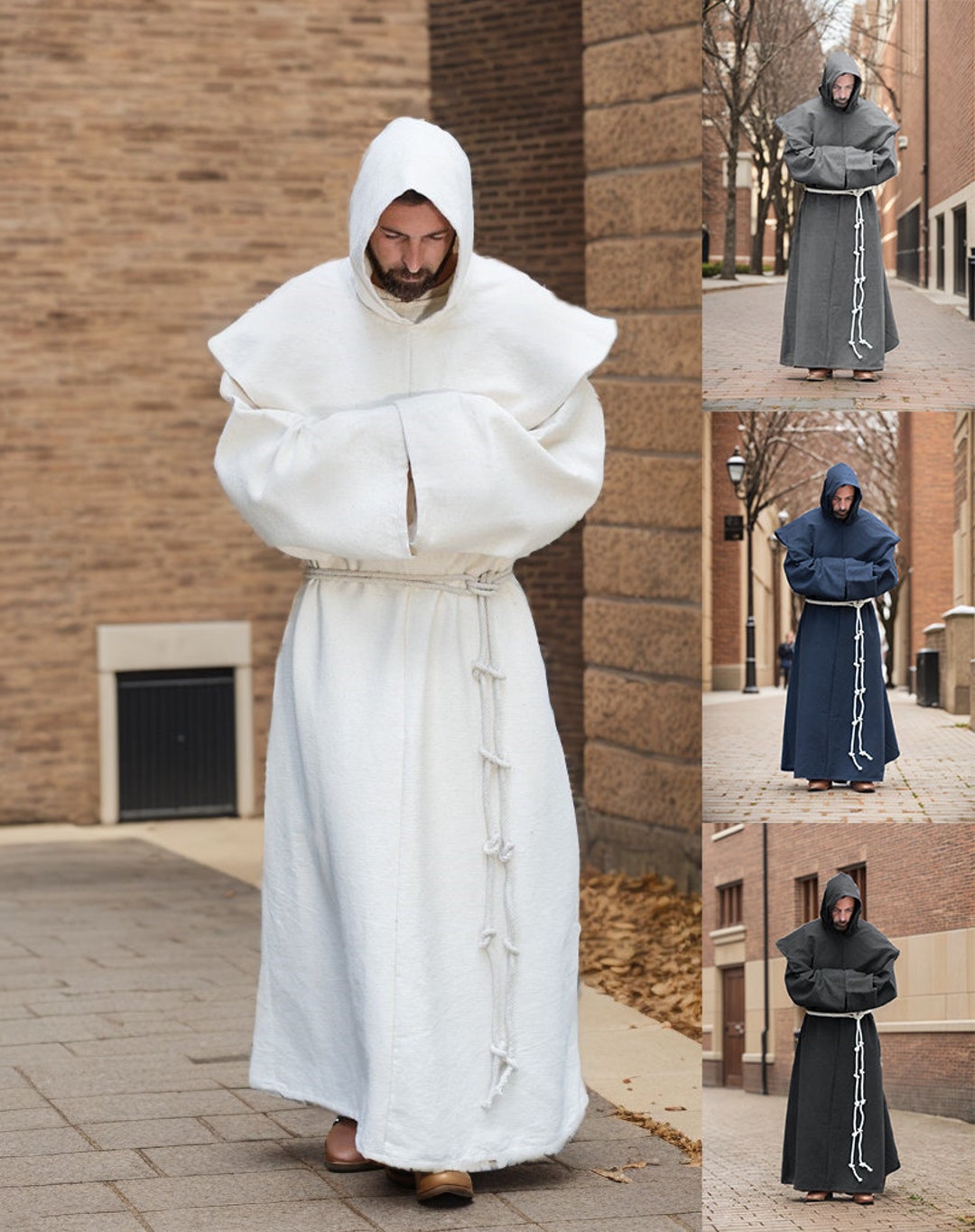 Red Medieval Cloak Long Monk Robe With Hood Medieval Wizard Robe ...