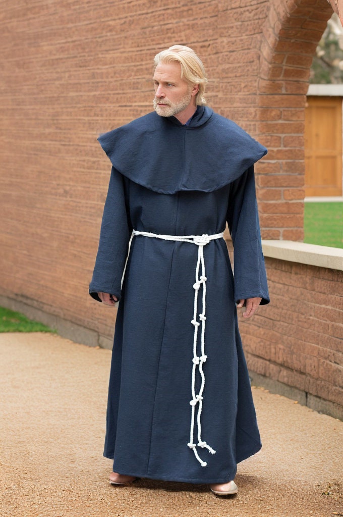 Red Medieval Cloak Long Monk Robe With Hood Medieval Wizard Robe ...