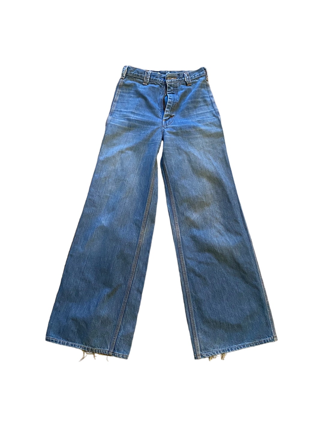 Vintage 70s Big Blue Wide Leg Jeans - Etsy