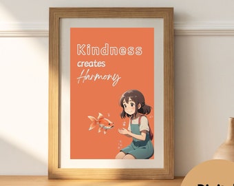 Anime Quote Wall Art , Anime Wall Decor, Anime Poster, Stay Positive ...