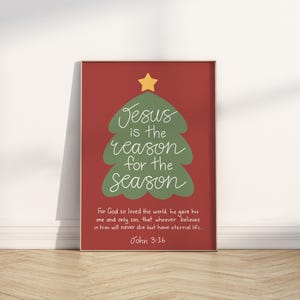 Jesus is the Reason for the Season Christmas Poster John 3:16 Gospel ...