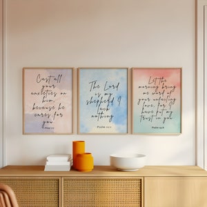 Minimalist Christian Wall Art Set of 3 Digital Downloads Modern Wall ...