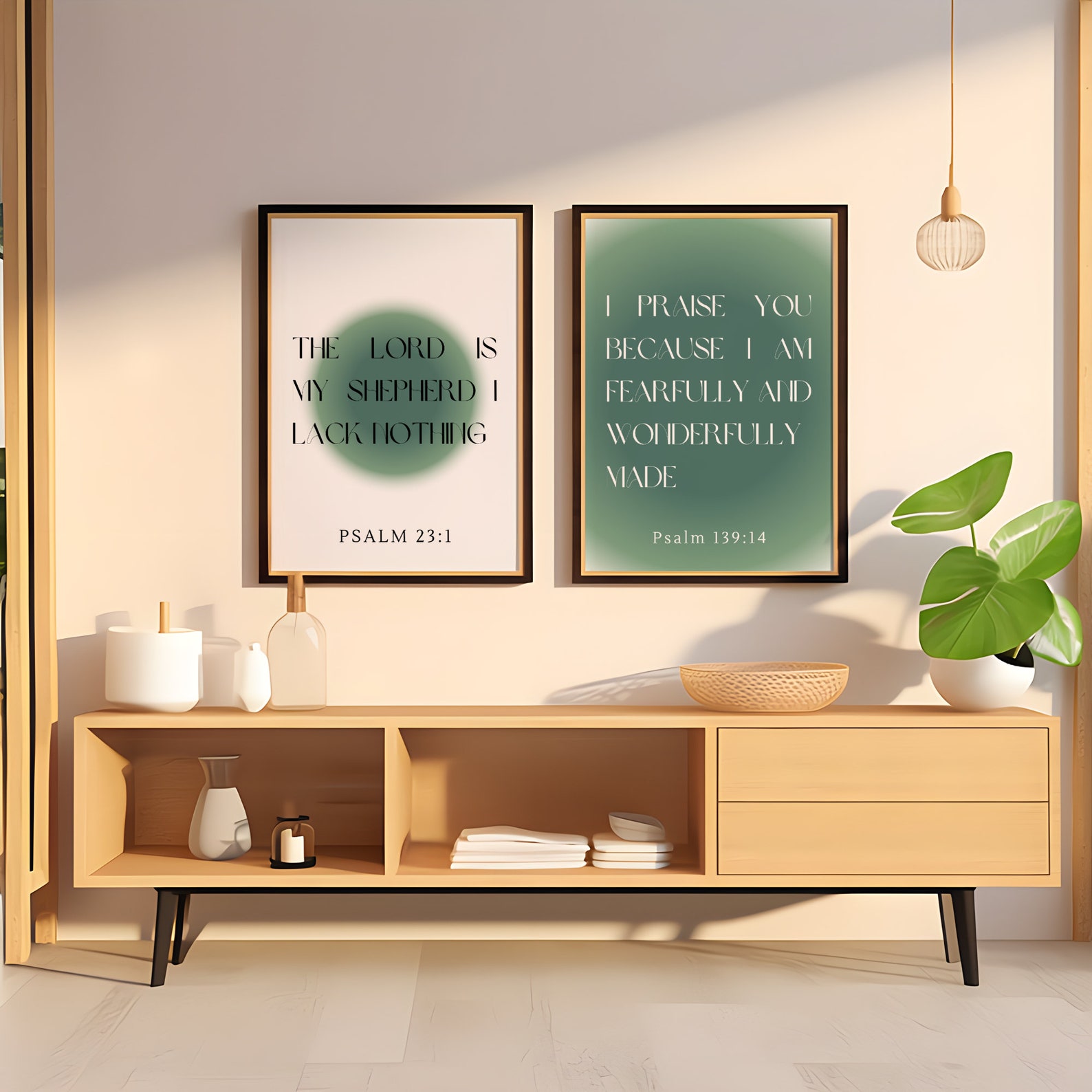 Minimalist Christian Wall Art, Set of 2 Digital Downloads, Psalms ...