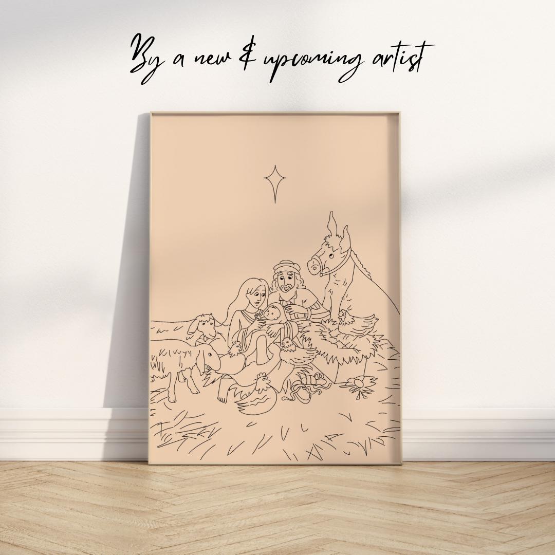 Baby Jesus Nativity Scene Printable: Minimalist Christmas Poster ...