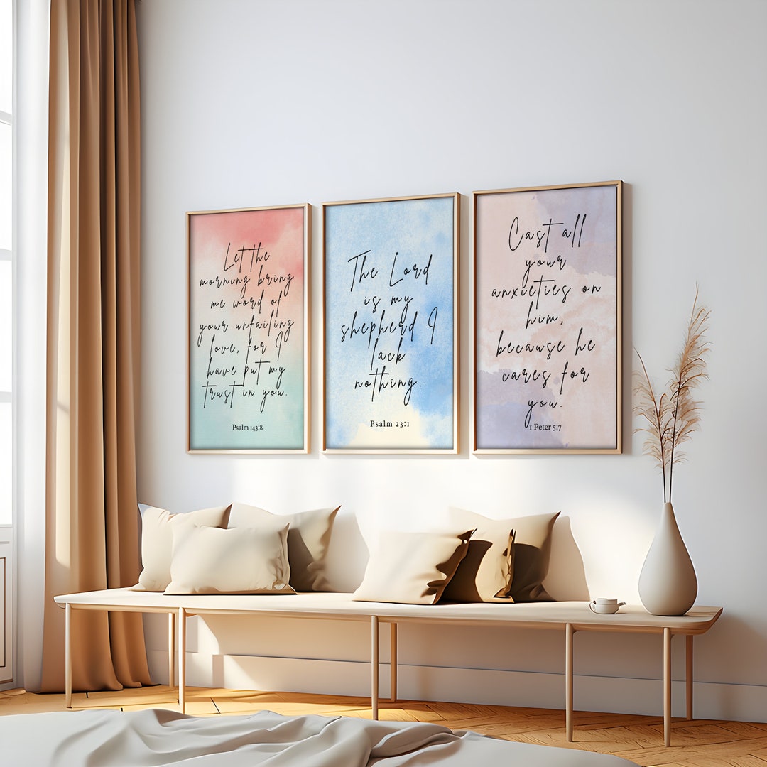 Minimalist Christian Wall Art Set of 3 Digital Downloads Modern Wall ...