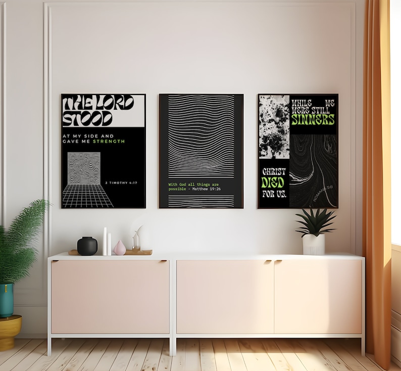 Christian Wall Art Set of 3 Digital Downloads Bible Wall Art Abstract ...