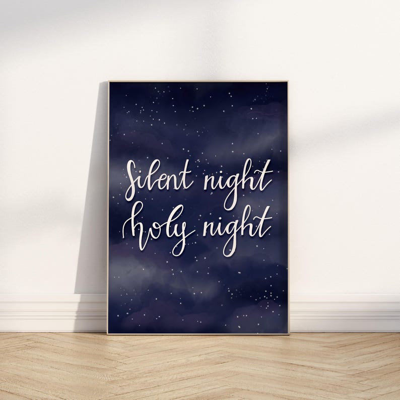 Silent Night Song Quote Printable Poster Christmas Wall Decor Christian ...