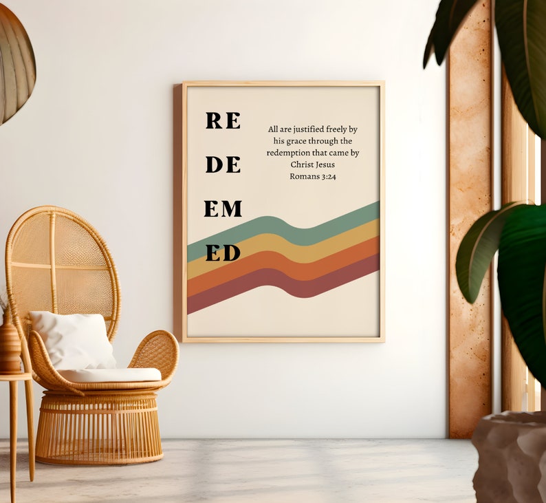 Retro Christian Wall Art Digital Download Bible Verse Printable Poster ...