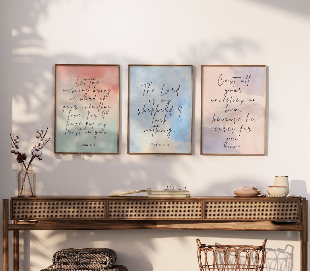 Minimalist Christian Wall Art Set of 3 Digital Downloads Modern Wall ...