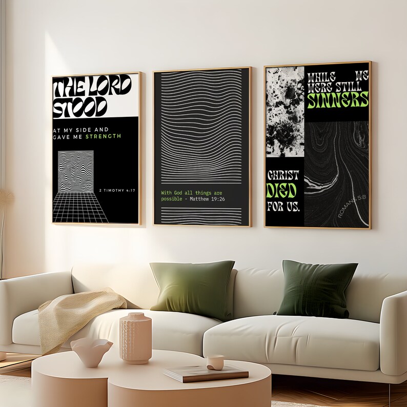 Christian Wall Art Set of 3 Digital Downloads Bible Wall Art Abstract ...