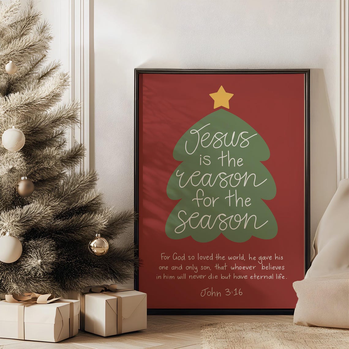 Jesus is the Reason for the Season Christmas Poster John 3:16 Gospel ...