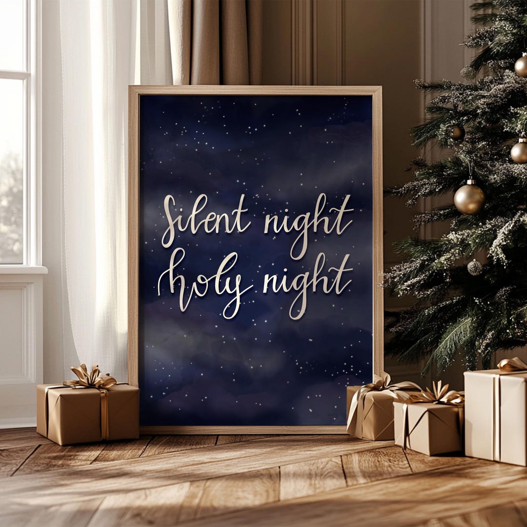 Silent Night Song Quote Printable Poster Christmas Wall Decor Christian ...