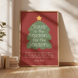Jesus is the Reason for the Season Christmas Poster John 3:16 Gospel ...