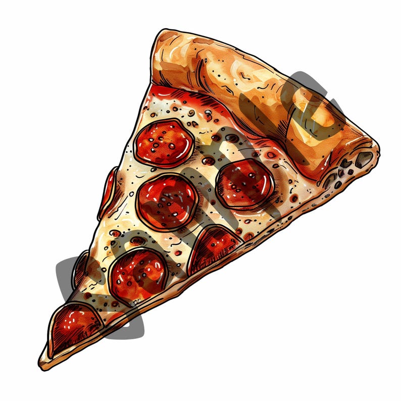 Cartoon Pepperoni Pizza Slice Digital Download PNG, Pepperoni Pizza ...