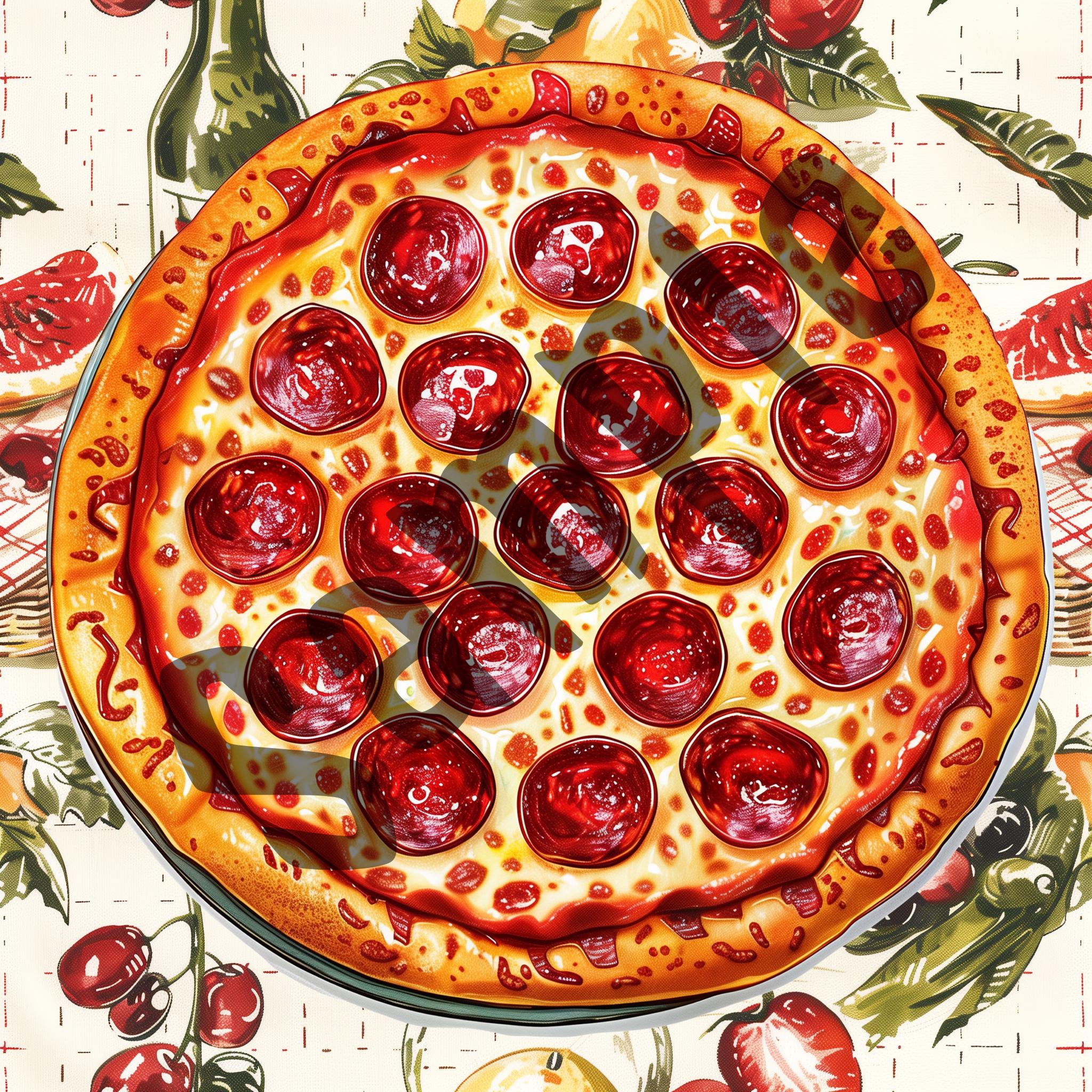 Cartoon Pepperoni Pizza Digital Download PNG, Pepperoni Pizza, Italian ...