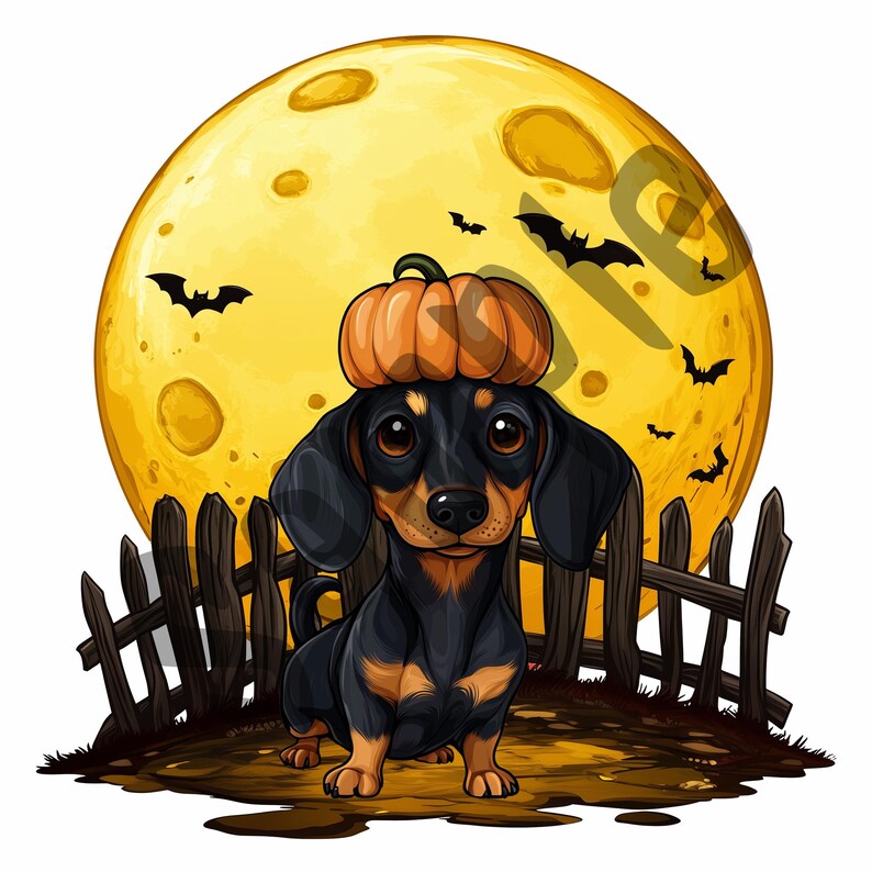 Cartoon Spooky, Creepy Moon Background With Fence Digital Download PNG ...