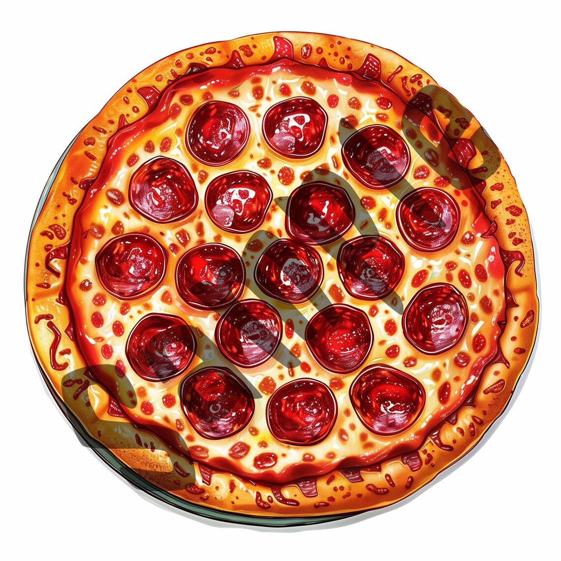 Cartoon Pepperoni Pizza Digital Download PNG, Pepperoni Pizza, Italian ...